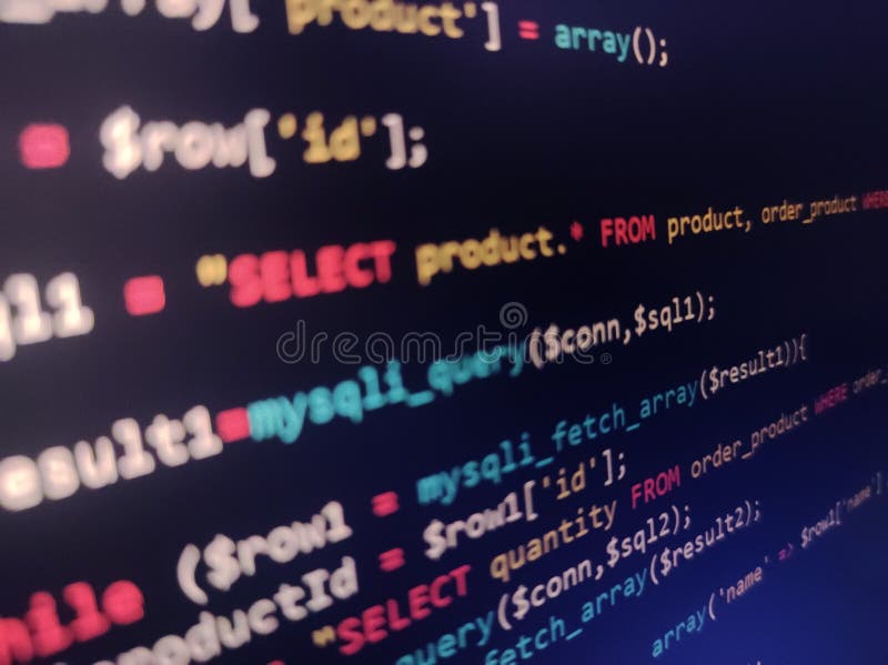 Coding Programming Source Code Screen Abstract Technology Background Cyber Attack Or Security