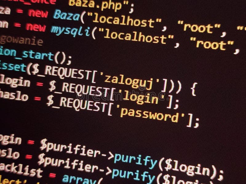 Coding Programming Source Code Screen Abstract Technology Background Cyber Attack Or Security