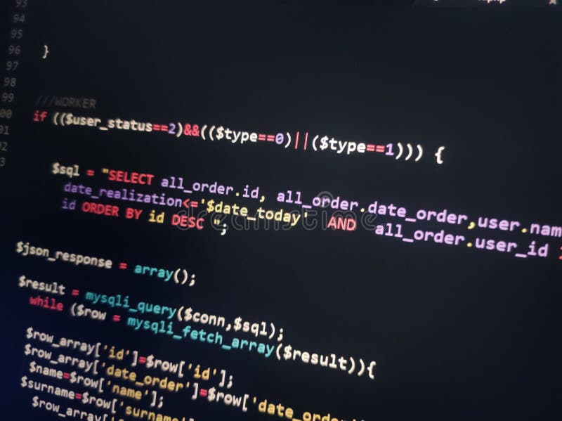 Coding Programming Source Code Screen Abstract Technology Background Cyber Attack Or Security