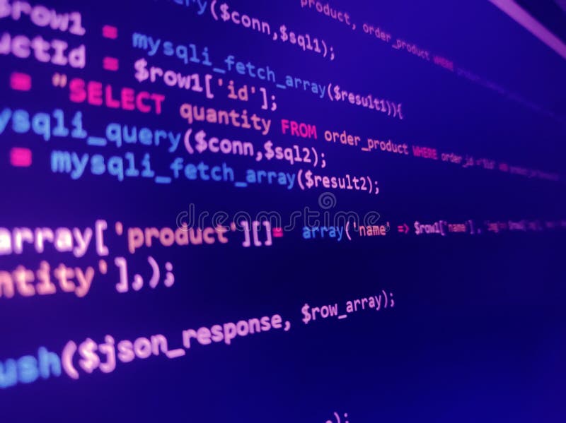 Coding Programming Source Code Screen Abstract Technology Background Cyber Attack Or Security