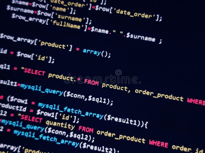 Coding Programming Source Code Screen. Abstract Technology Background ...