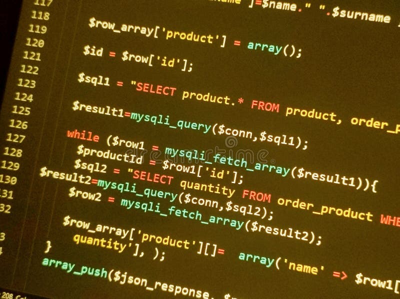 Coding Programming Source Code Screen Abstract Technology Background Cyber Attack Or Security