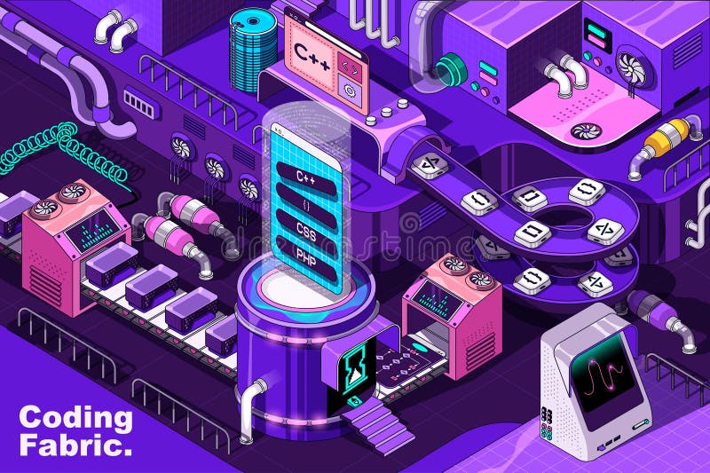 Coding And Programming Web Concept In 3d Isometric Design Stock Vector Illustration Of Design