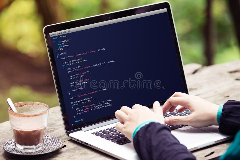 Coding And Programming For Web Development And Web Design Concept Using Laptop Computer Stock