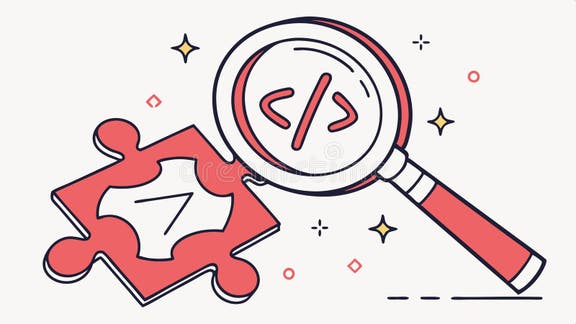 Coding Puzzle Magnifier Examine Code Riddles Closely Codingpuzzle Coderiddle Vector Design 6789
