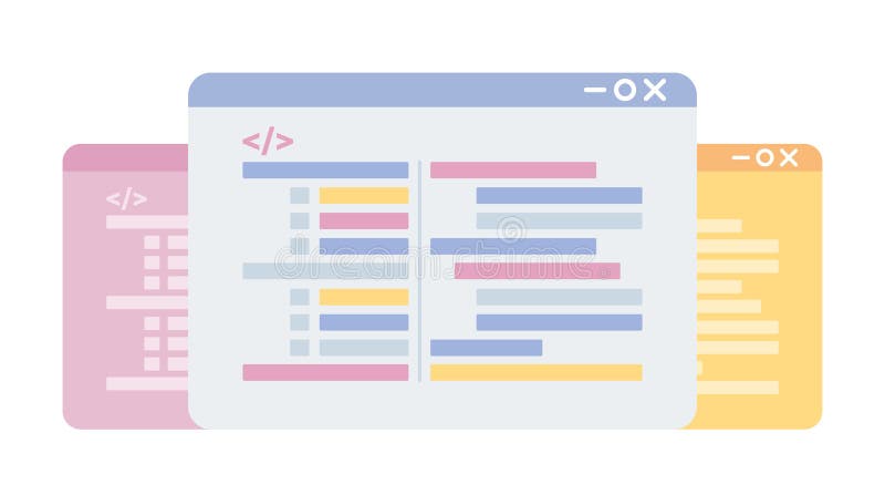 Coding Screens Semi Flat Color Vector Icon Stock Vector - Illustration ...