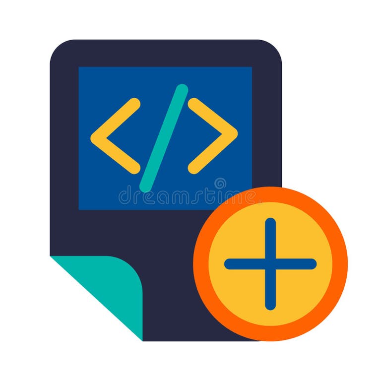 Coding Script File Adding Symbol Glyph Vector Icon Stock Vector - Illustration of multicolored ...