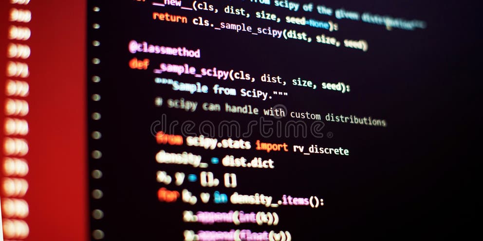 Coding Script Text on Screen. Notebook Closeup Photo. Running Computer Data Programming. Stock ...