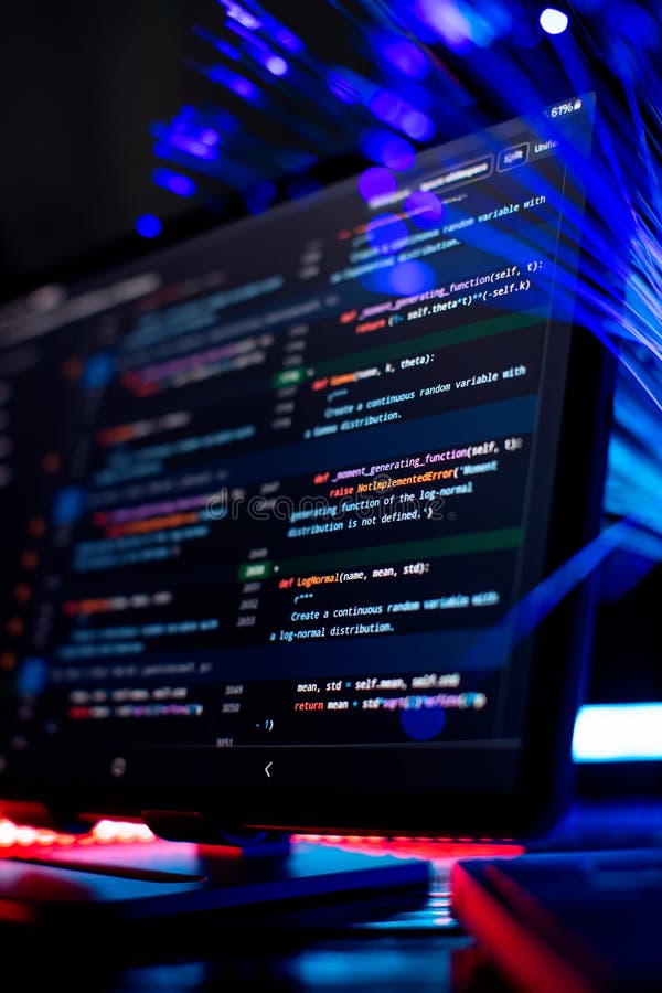 Coding Script Text On Screen Notebook Closeup Photo Running Computer