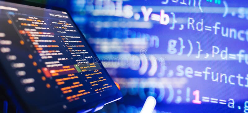 Coding Script Text on Screen, Technology Industry Concept Development of Programming and Coding ...