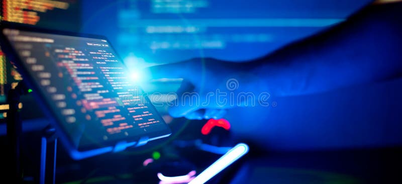 Coding Script Text On Screen Technology Industry Concept Development Of Programming And Coding