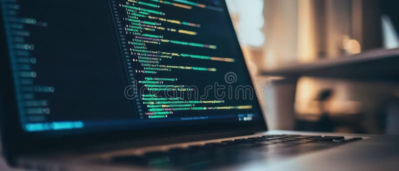 Coding Session Showcasing Laptop Screen with Code Stock Image - Image of computer, innovation ...