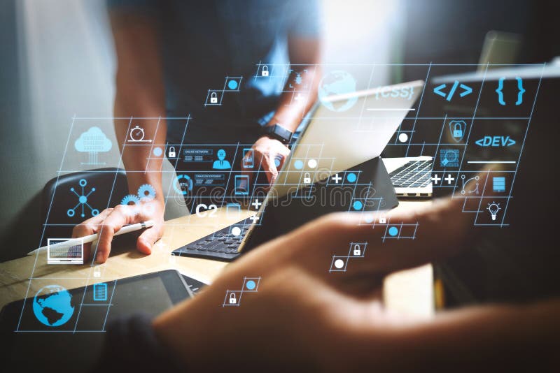 Programmer Typing Code On Desktop Computer Developing Programming And Coding Technologies