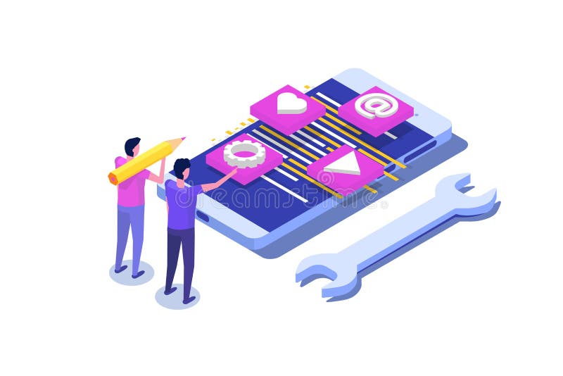 Coding Software Development Programming Isometric Concept Program Code On Screen Big Data