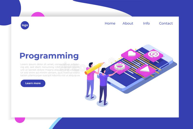 Coding Software Development Programming Isometric Concept Program Code On Screen Big Data