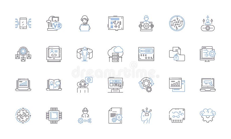 Coding Software Line Icons Collection Compiler Syntax Debugger Ide Algorithm Binary