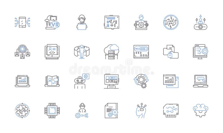 Coding Software Line Icons Collection. Compiler, Syntax, Debugger, IDE, Algorithm, Binary ...