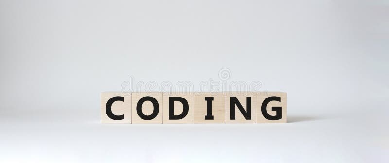 Coding Symbol. Concept Word Coding on Wooden Cubes. Beautiful White ...