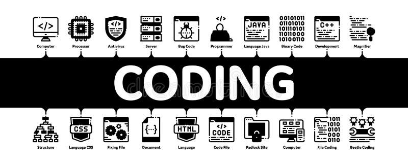 Coding System Minimal Infographic Banner Vector Stock Vector - Illustration of html, cyberspace ...