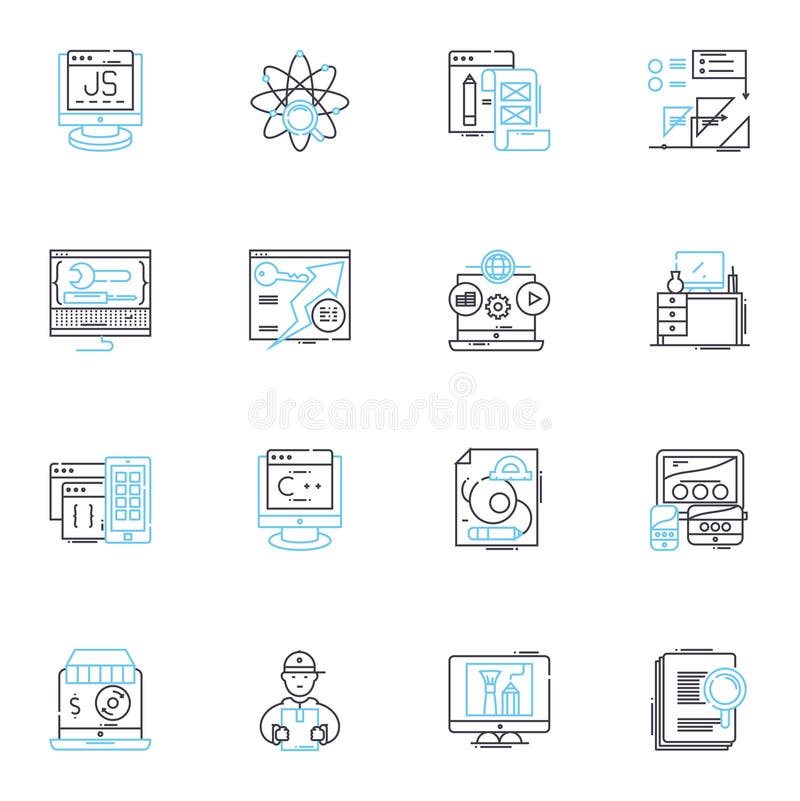 Coding Techniques Linear Icons Set Algorithms Syntax Debugging Optimization Pseudocode