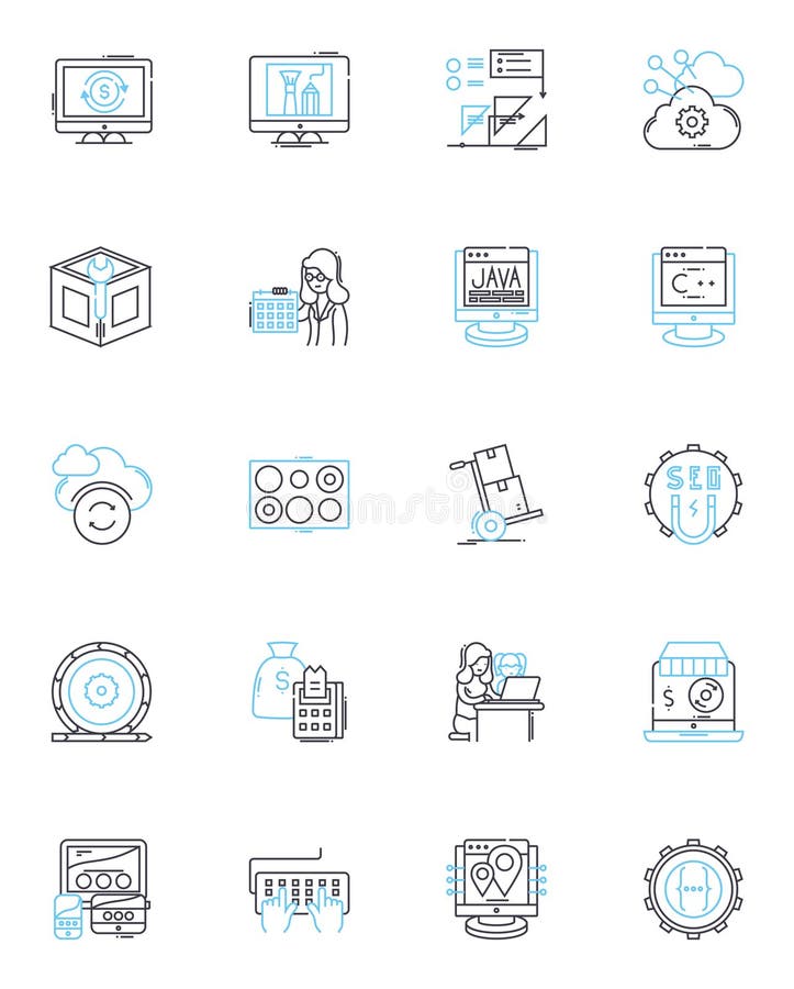 Coding Techniques Linear Icons Set Algorithms Syntax Debugging Optimization Pseudocode