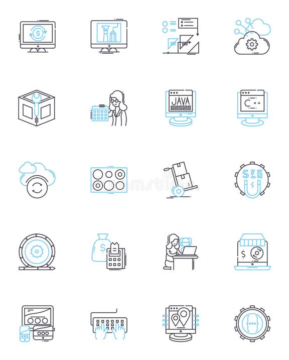 Coding Techniques Linear Icons Set Algorithms Syntax Debugging 3957