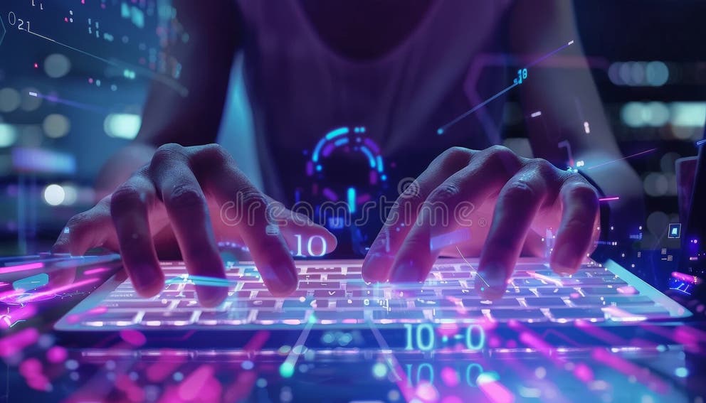 Coding and Technology, a Neon Dream Stock Illustration - Illustration ...
