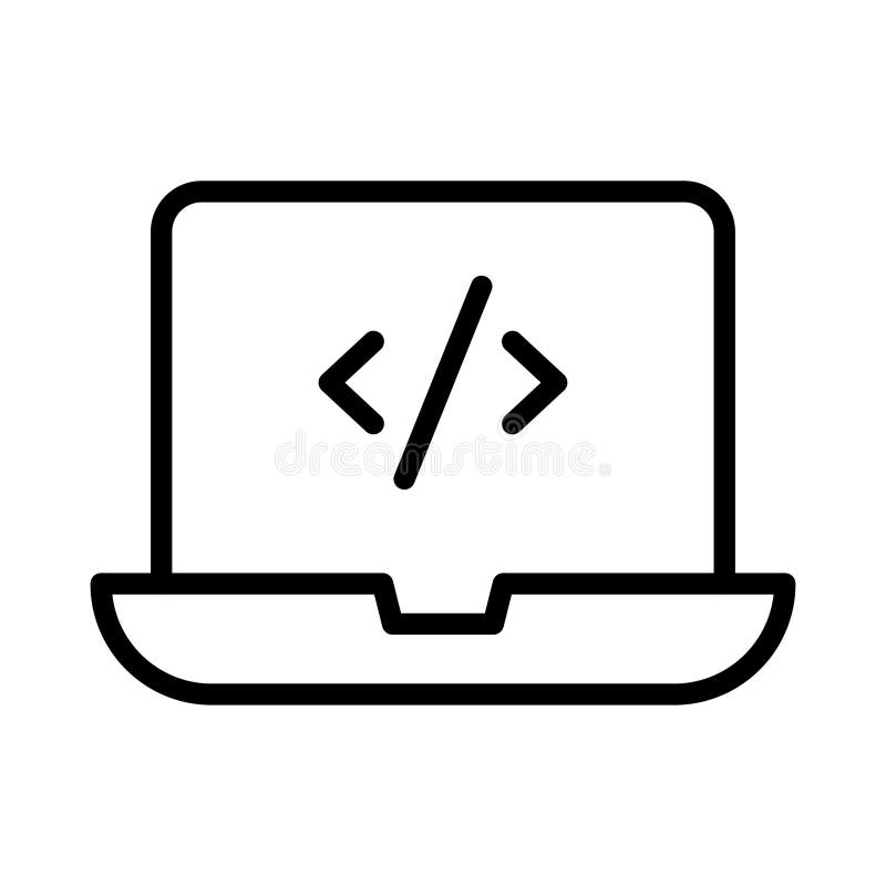 Coding Thin Line Vector Icon Stock Vector - Illustration of developer ...