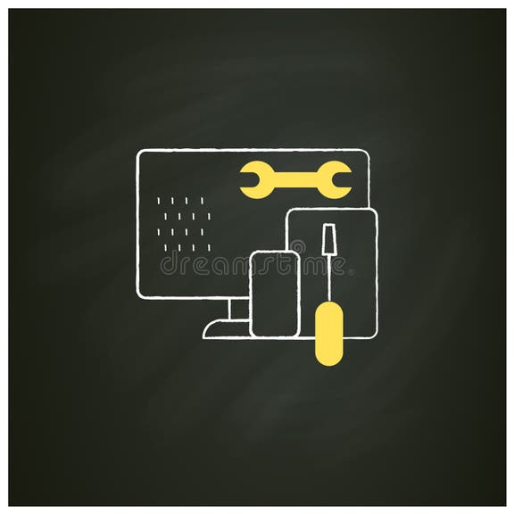 Coding toolkit chalk icon stock vector. Illustration of equipment ...