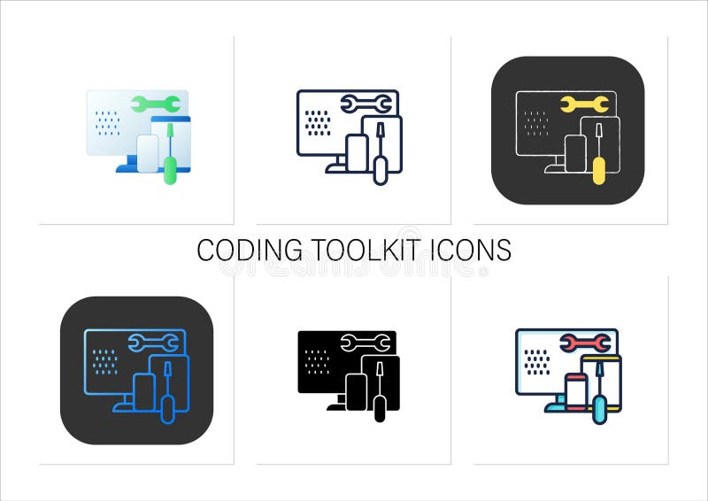 Coding toolkit line icon stock vector. Illustration of software - 213574102