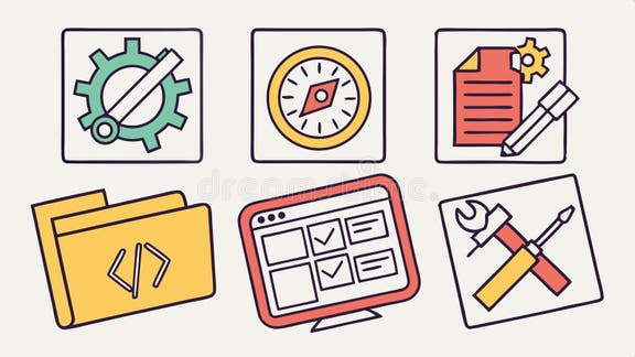 Coding Tools Software Development Icons Vector Design Generative Ai Stock Vector Illustration