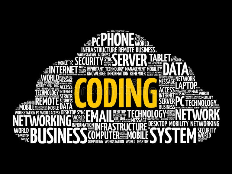 Coding word cloud collage stock illustration. Illustration of coding ...