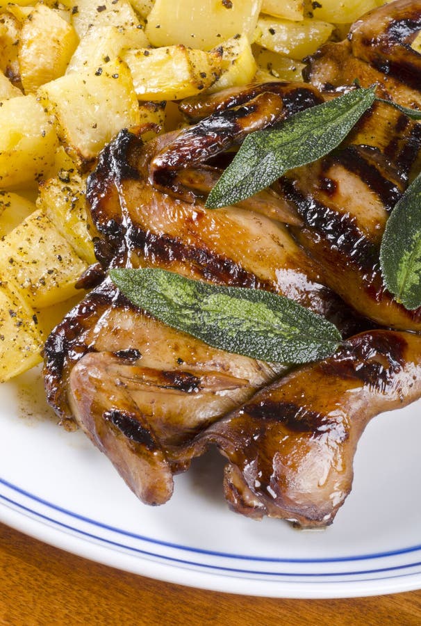 Codornices Asadas a La Parilla Con El Colinabo Asado #1 Imagen de ...