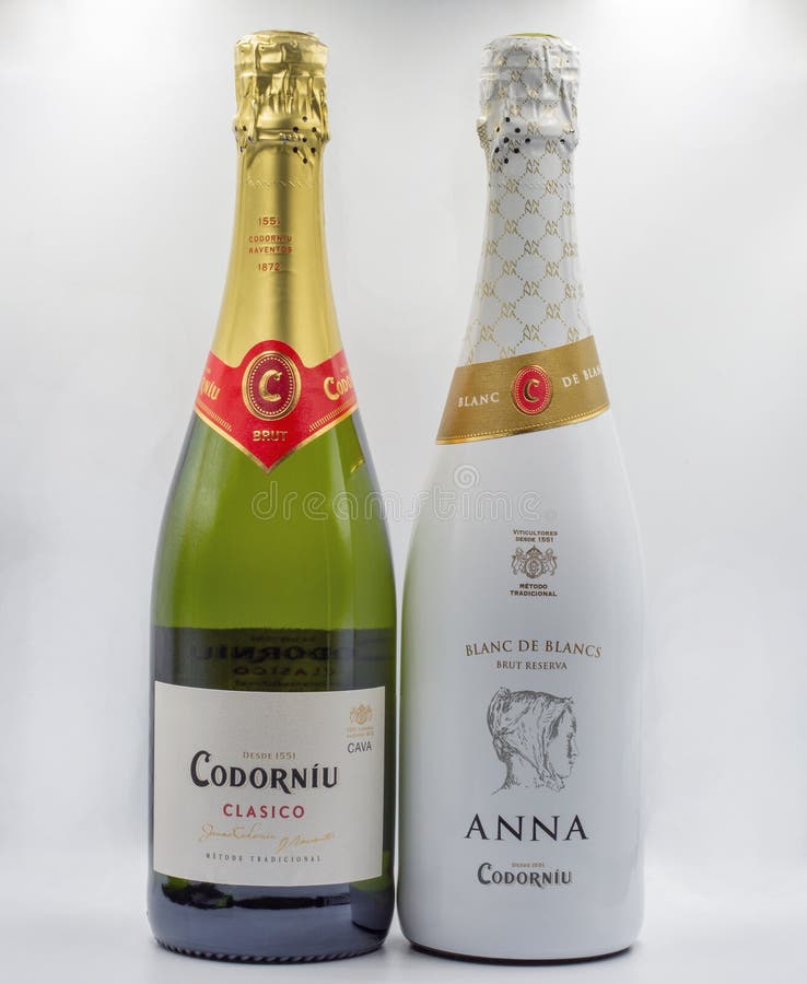 Codorniu and Anna Blanc De Blanc Sparkling Cava Wine Bottles Editorial ... Codorniu and Anna Blanc De Blanc Sparkling Cava Wine Bottles Editorial ...