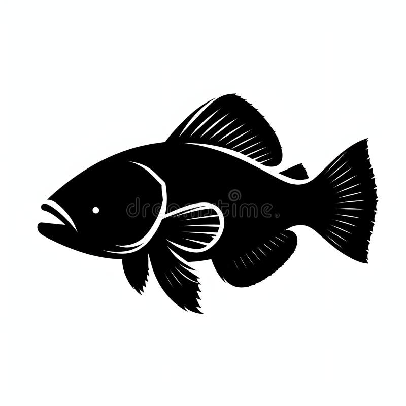 Coelacanth Fish Silhouette Vector on White Background Stock ...