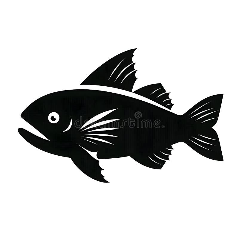 Coelacanth Fish Silhouette Vector on White Background Stock ...