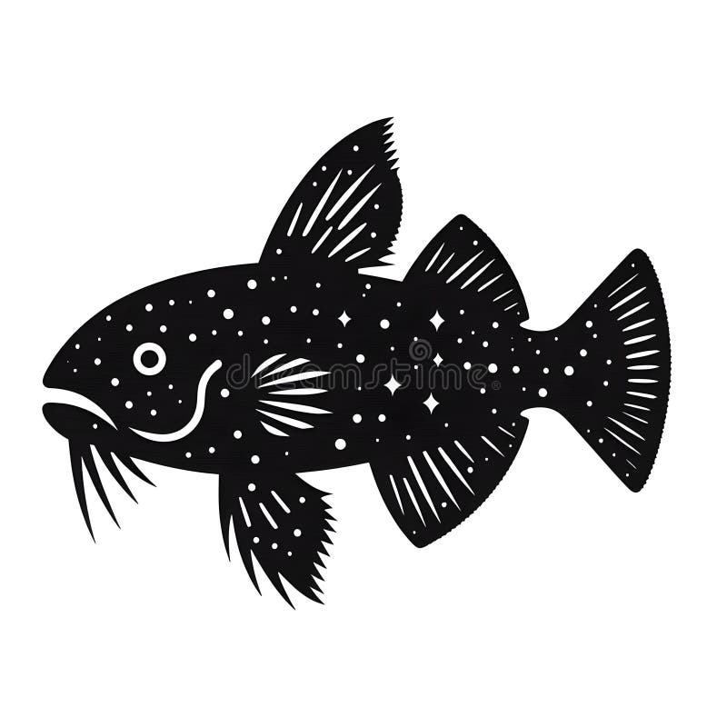 Coelacanth Fish Silhouette Vector on White Background Stock ...