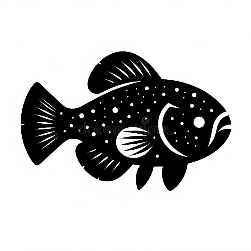 Coelacanth Fish Silhouette Vector on White Background Stock ...