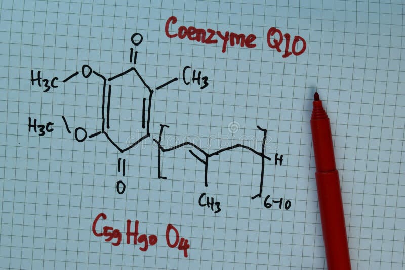 Coenzyme Q10 Write on a Book. Structural Chemical Formula Stock Photo ...