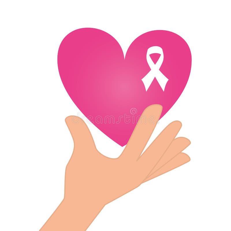 Coeur Avec Le Cancer Du Sein De Rose De Ruban Illustration de Vecteur ...