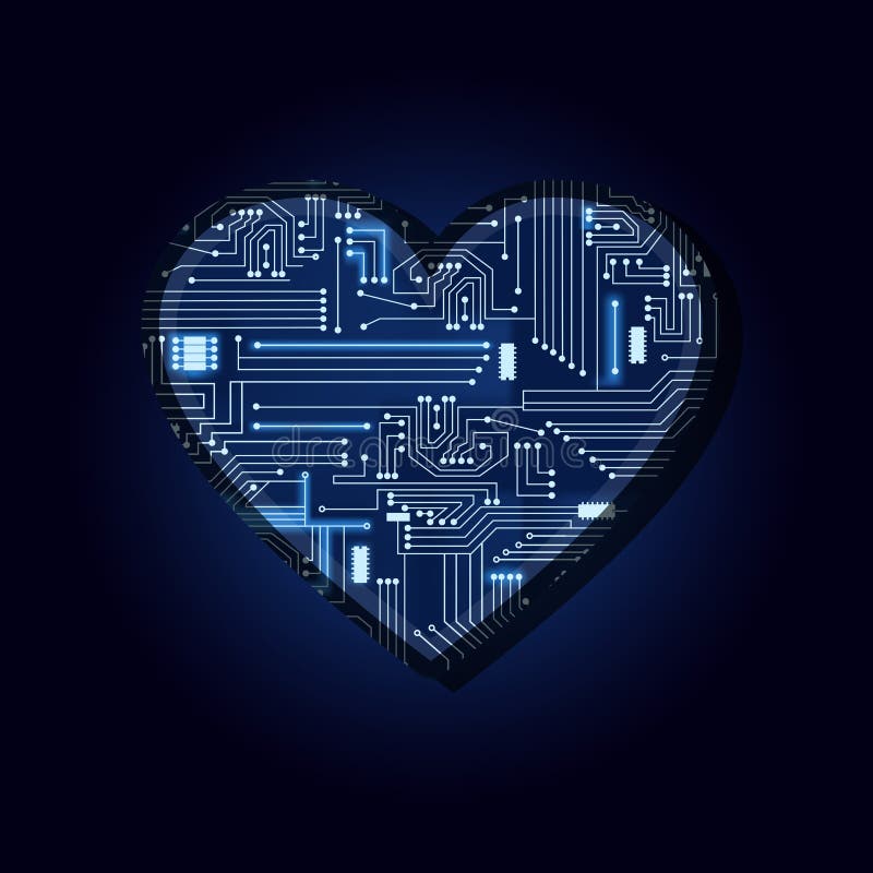 Coeur Avec Le Circuit électronique Illustration de Vecteur ...