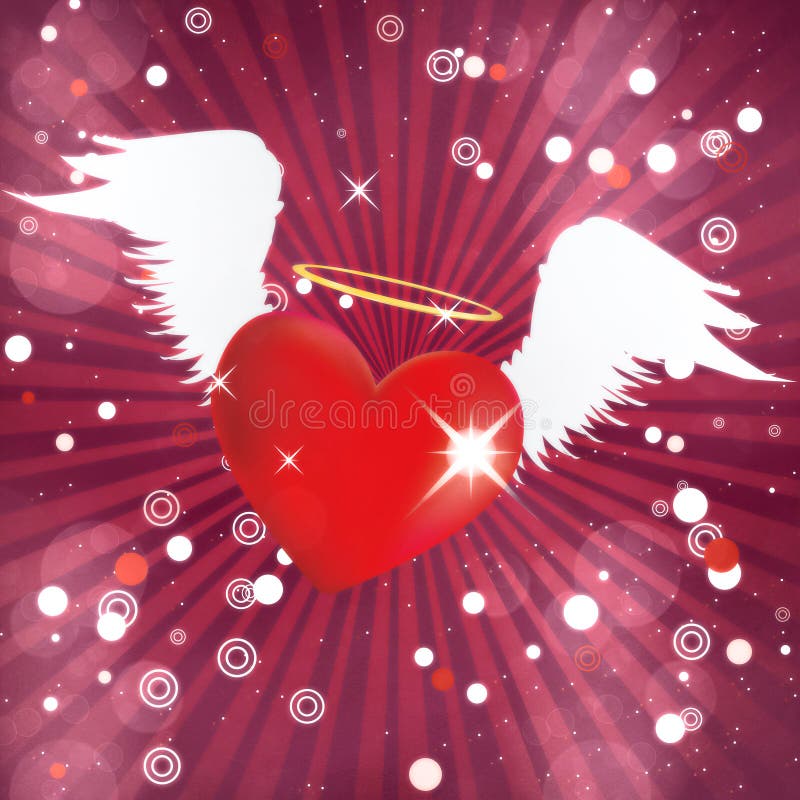 Coeur Brillant Avec Des Ailes D'ange Illustration Stock - Illustration ...