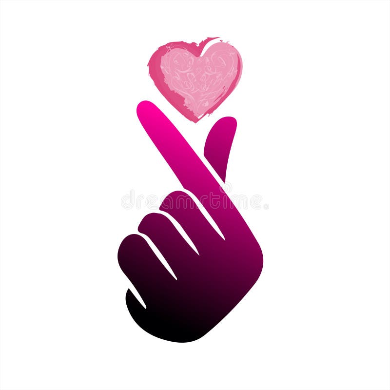 Korean Finger Heart `i Love You` Hangul Vector Illustration Korean