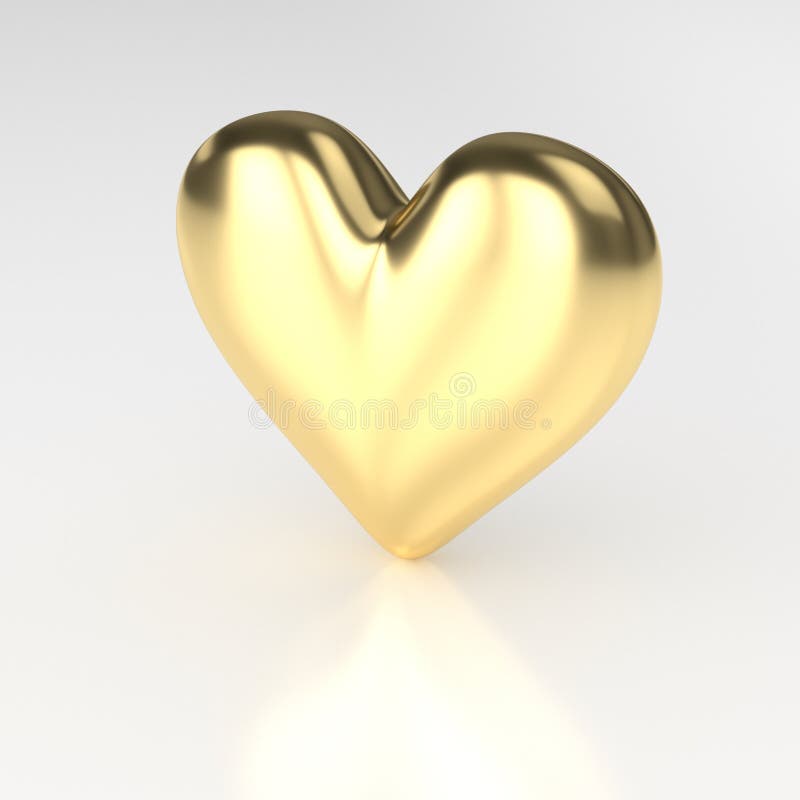 Coeur D'or 3d Rendent Sur Le Fond Blanc Illustration Stock ...