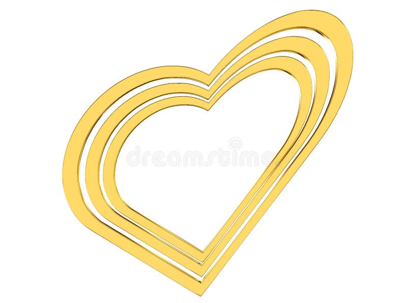Coeur D'or Sur Un Fond Blanc Illustration Stock - Illustration du blanc ...