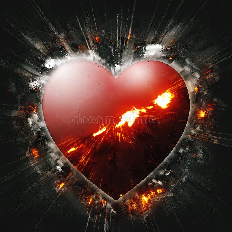 Coeur de explosion illustration stock. Illustration du concept - 83579542