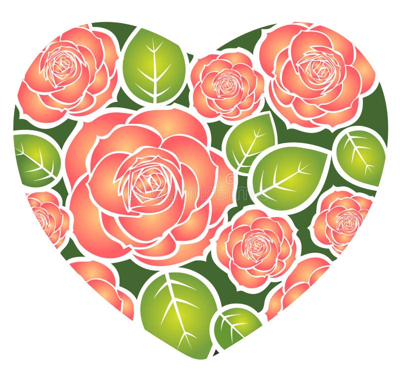 Coeur de roses illustration stock. Illustration du symbole - 52600806