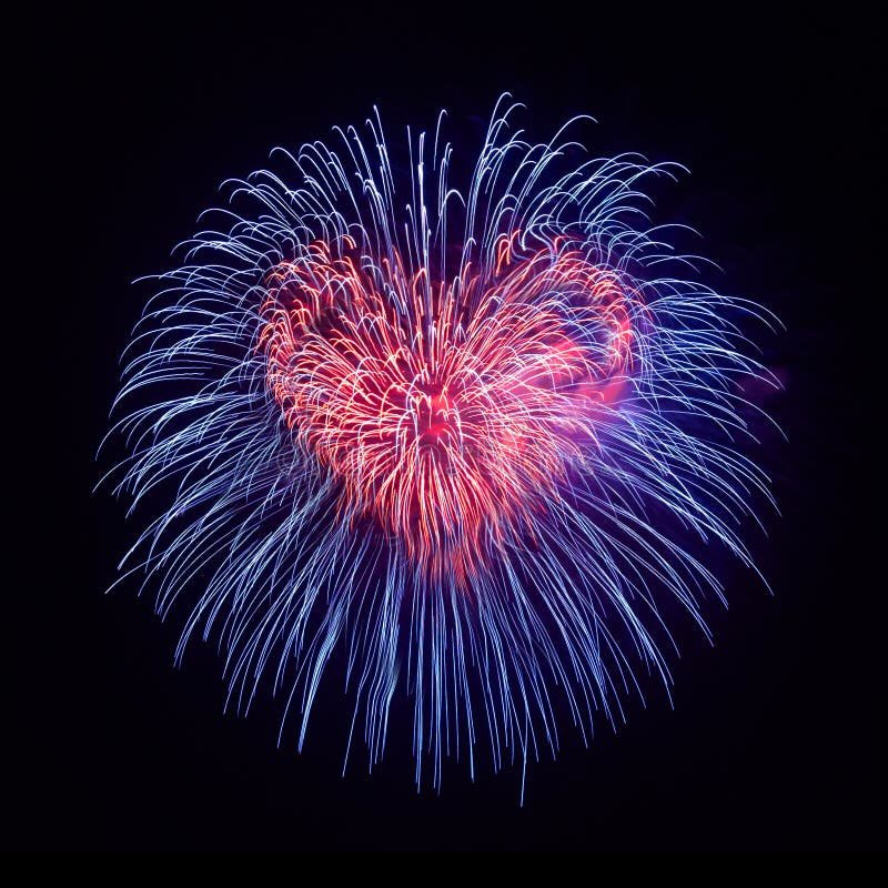 2016, Feux D'artifice Rouges Sous Forme De Coeur Photo stock - Image du ...