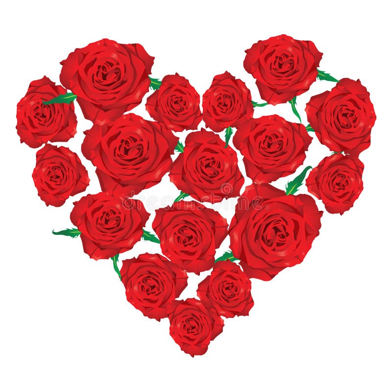 Coeur Rouge Avec Des Roses, Des Feuilles, Le Ruban Et Des Colombes ...