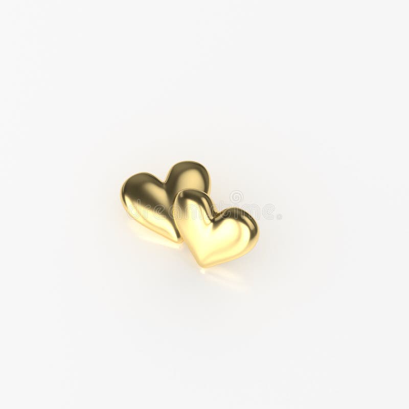 Coeur Deux D'or 3d Rendent Sur Le Fond Blanc Illustration Stock ...